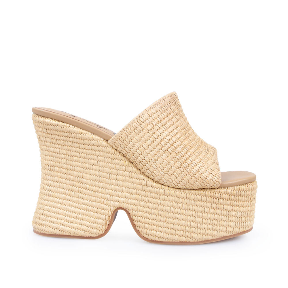 Antonio Beige Platform Wedge Sandals | Privileged Shoes