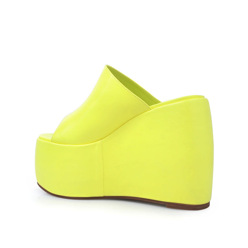 Sholto Neon Yellow Platform Sandals | Privileged Shoes