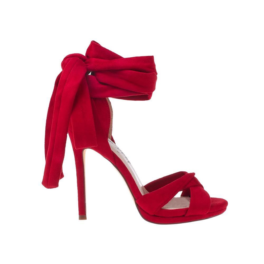 Saxon Red Vegan Suede Heels | Privileged Shoes
