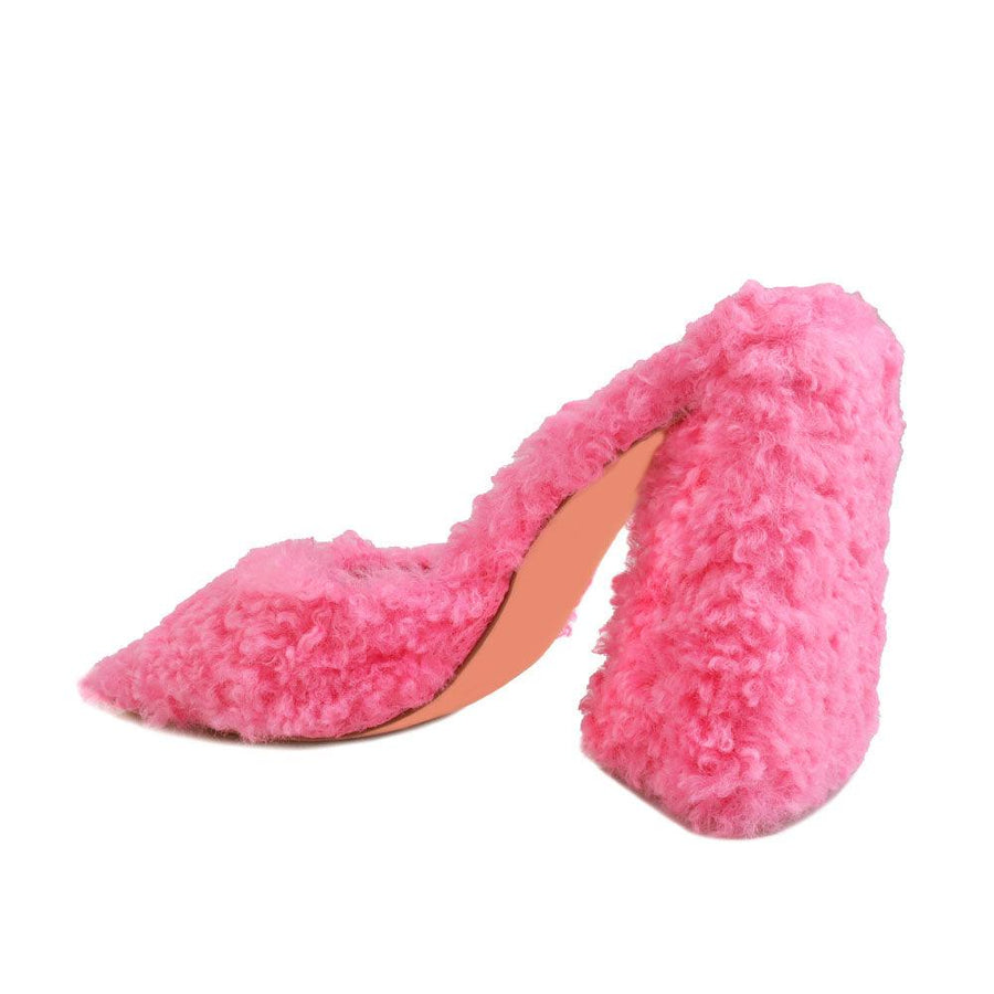 Chandlar Green Vegan Shearling Heel | Privileged Shoes