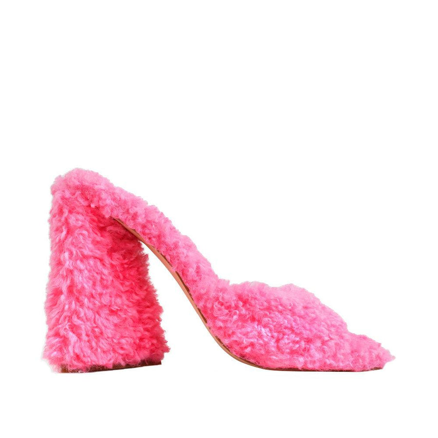 Chandlar Green Vegan Shearling Heel | Privileged Shoes