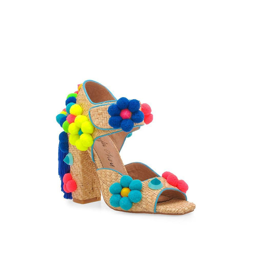 Fiore Black Floral Block Heel | Privileged Shoes