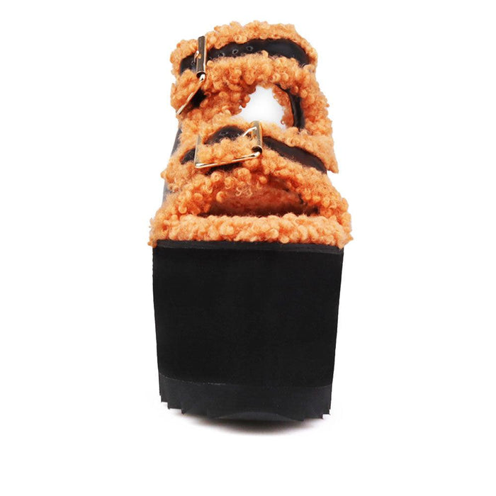 Firefly Orange Fuzzy Platform | Privileged Shoes