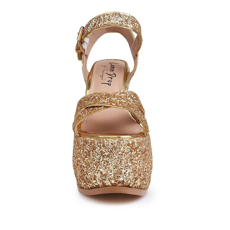 Ileen Pink Glitter Platform Heels | Privileged Shoes