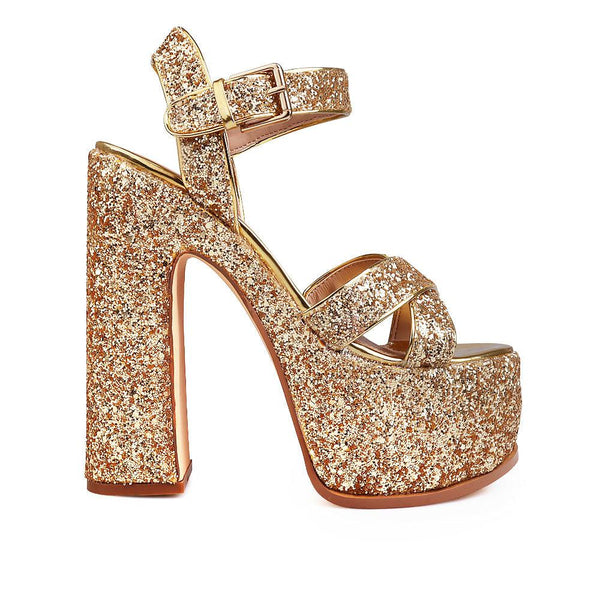 Ileen Pink Glitter Platform Heels | Privileged Shoes