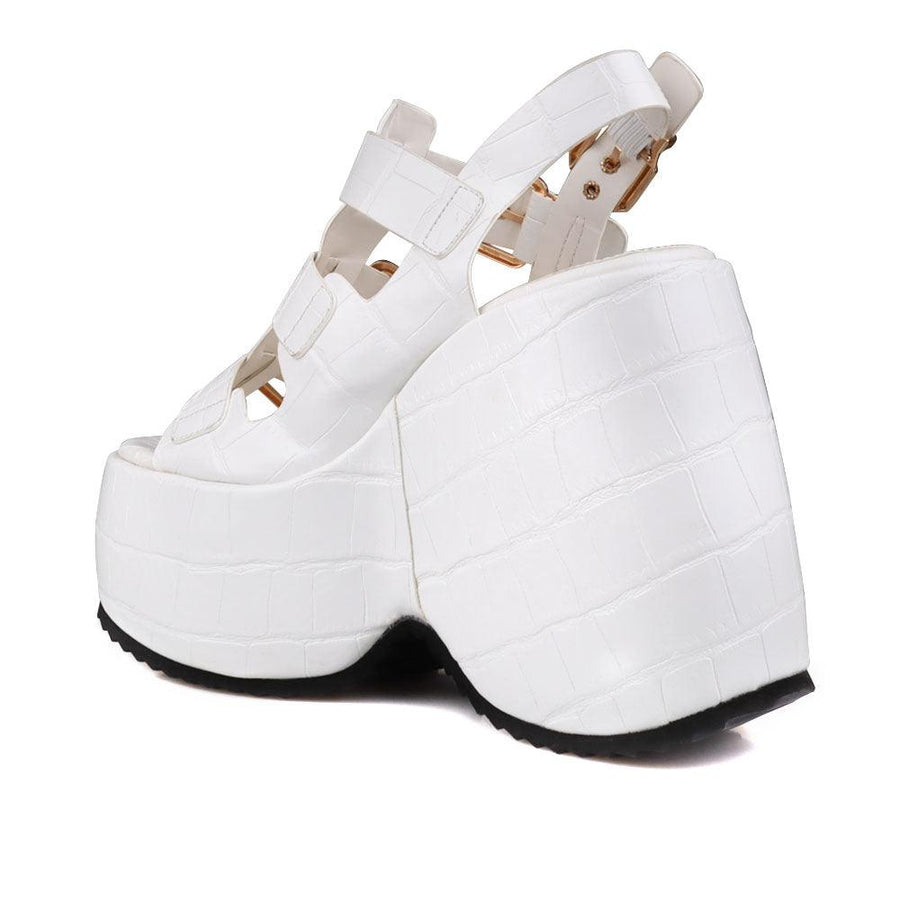 Petrina White Platform Heels | Privileged Shoes